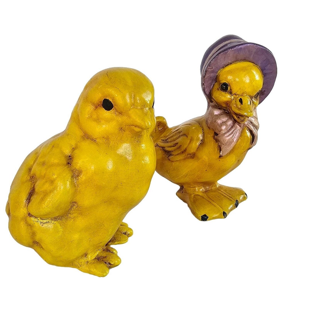 Vintage Chick & Duck Figurine Set - Etsy