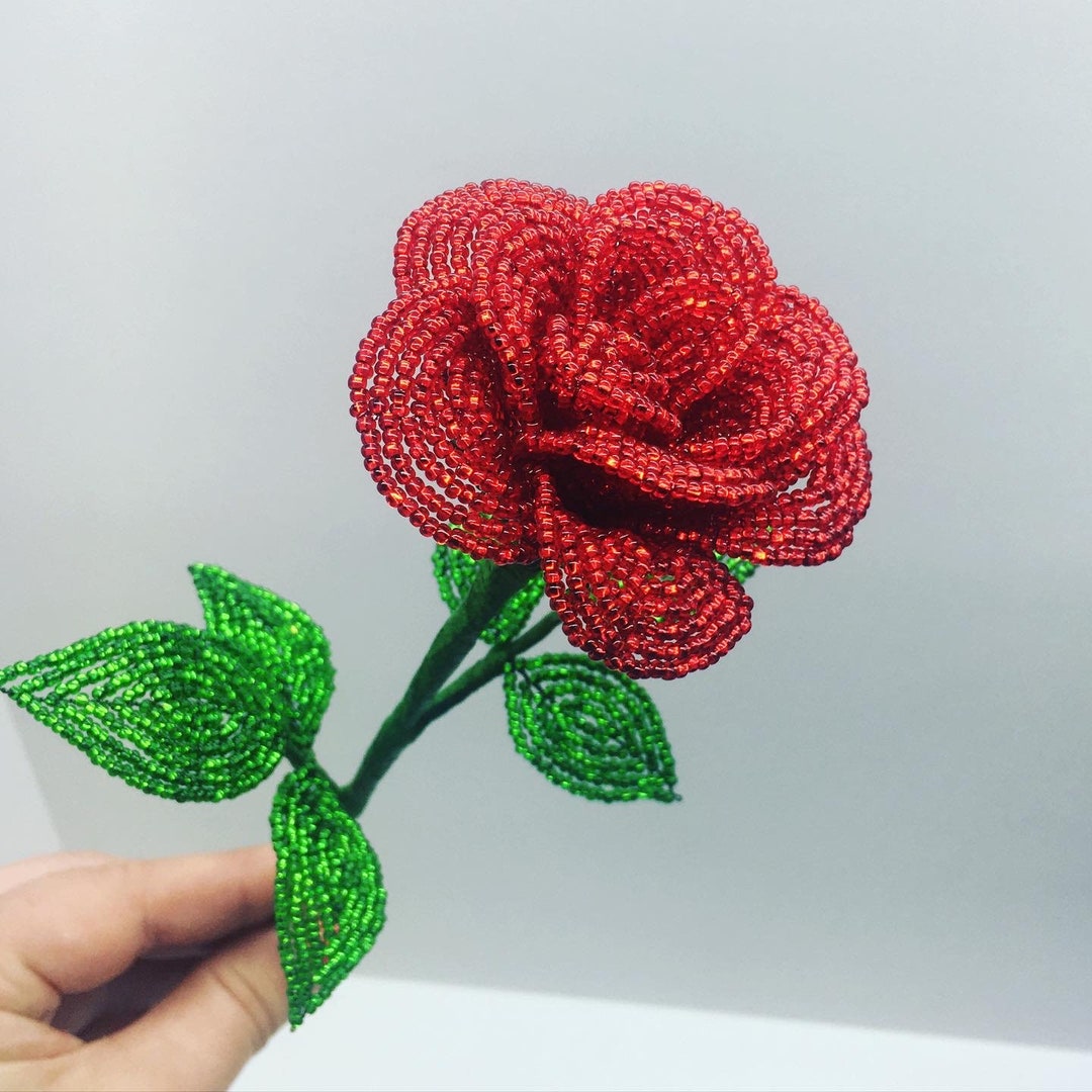 Beautiful Flower Red Rose French Beaded Flower - Etsy