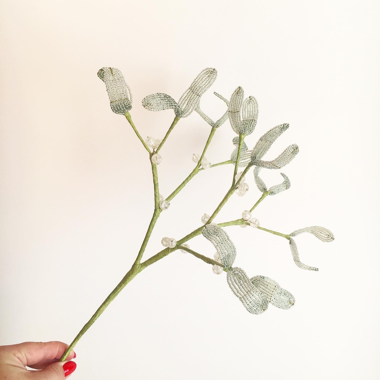 Mistletoe Branch Stem French Beaded Flower Mistletoe Decor | Etsy