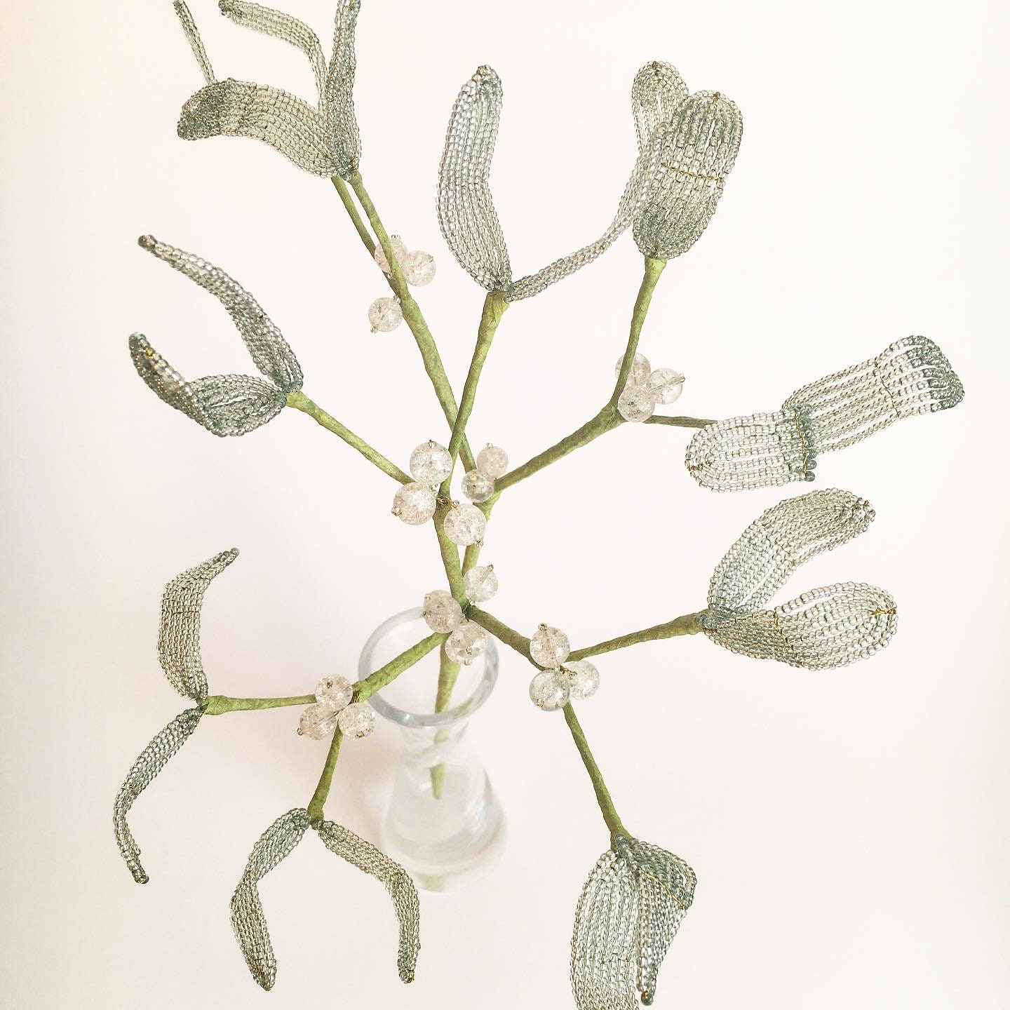 Mistletoe Branch Stem French Beaded Flower Mistletoe Decor | Etsy