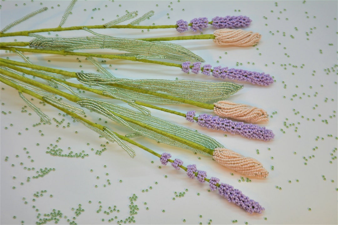 Handmade Flower Bouquet Artificial Lavender and Buds of Tulips French ...