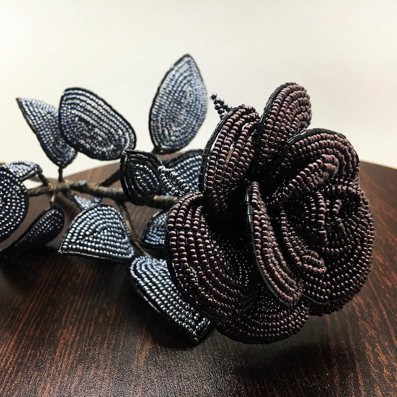 Handmade Rose Gift Dark Academia Decorations Faux Roses French Beaded ...