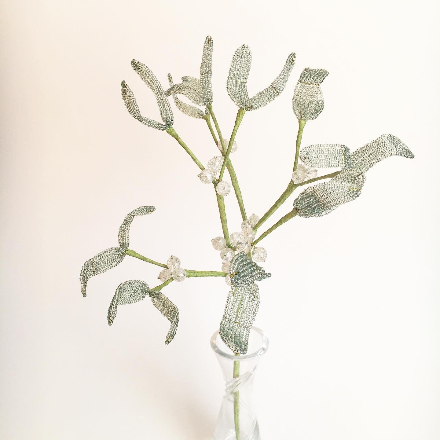 Mistletoe Branch Stem French Beaded Flower Mistletoe Decor | Etsy