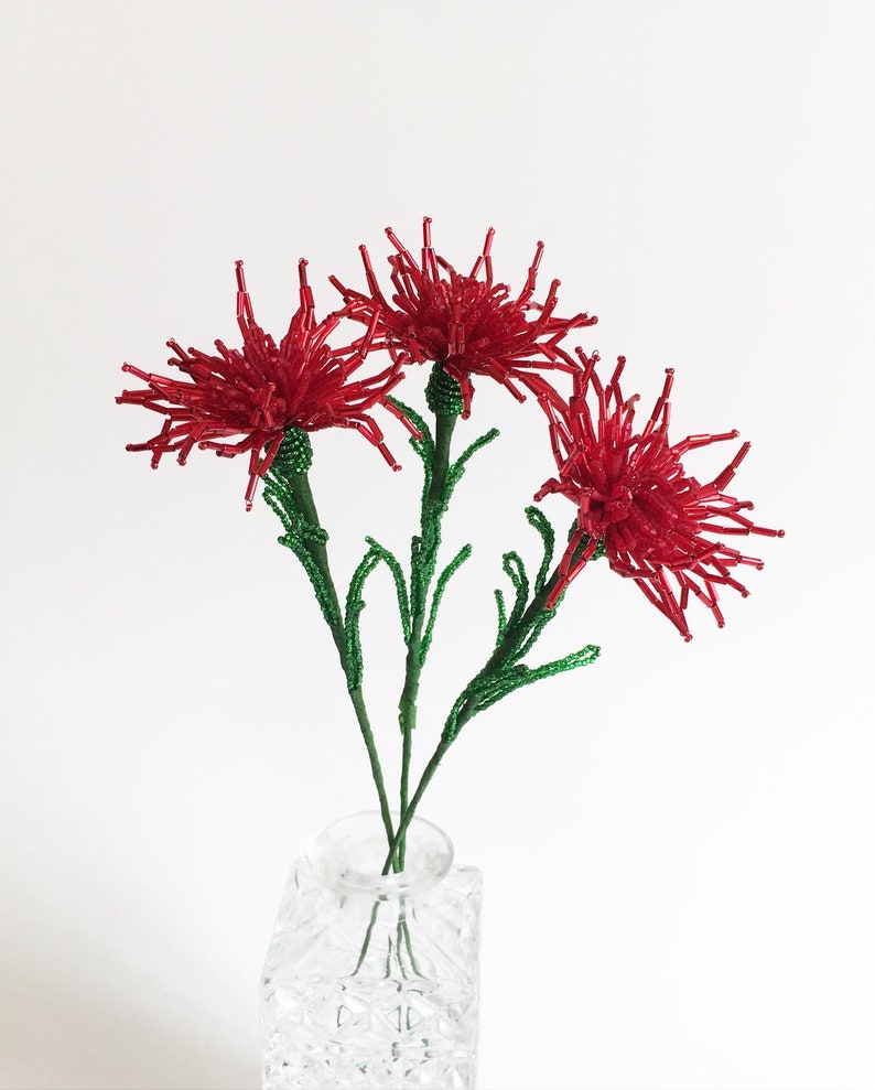 Red Cornflower Flower Vintage Style Handmade Flowers France Bead Flower ...
