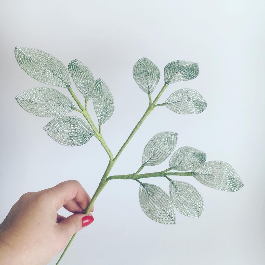 Greenery Stems Minimalist Decor Tree Centerpiece French Beaded Flower ...