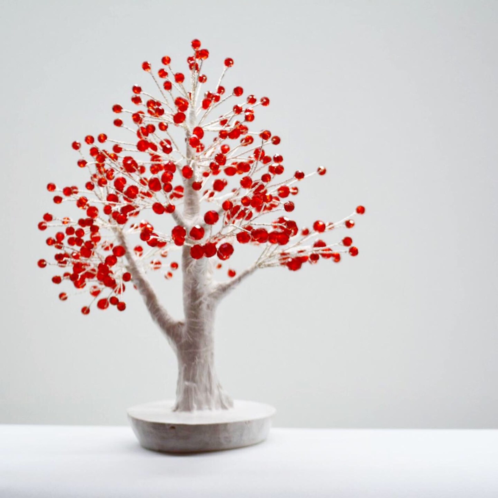 Red Crystal Beaded Bonsai Tree Sculpture, Wedding Centerpiece Decor - Etsy