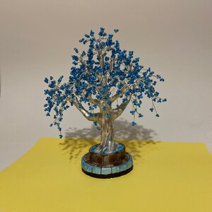 Blue Beaded Tree of Life Art Wire Tree Sculpture - Etsy