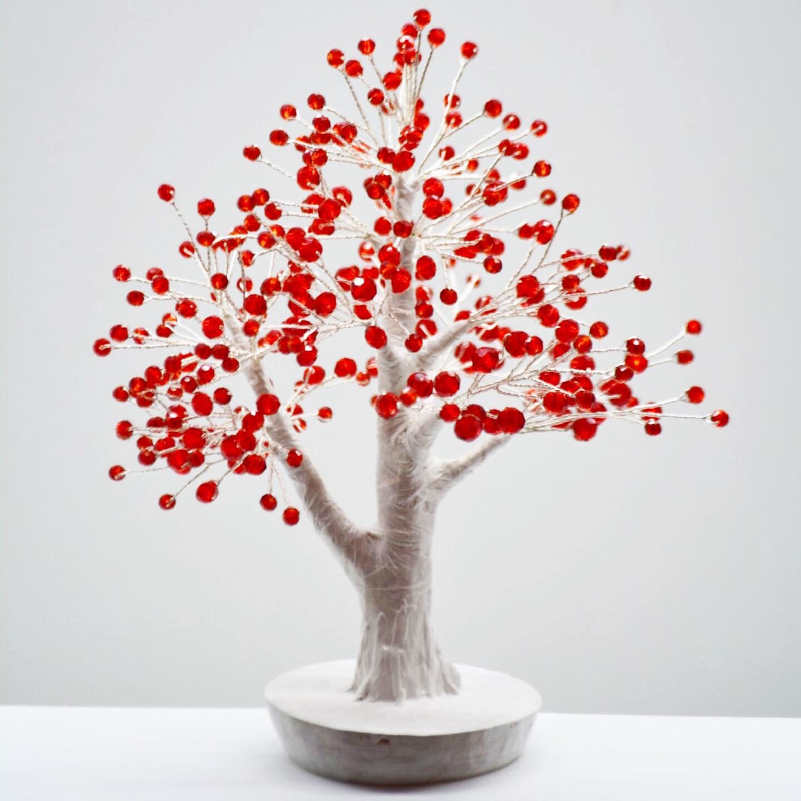 Beaded Bonsai Tree Sculpture for Wedding Centerpiece Tree Red Crystal ...