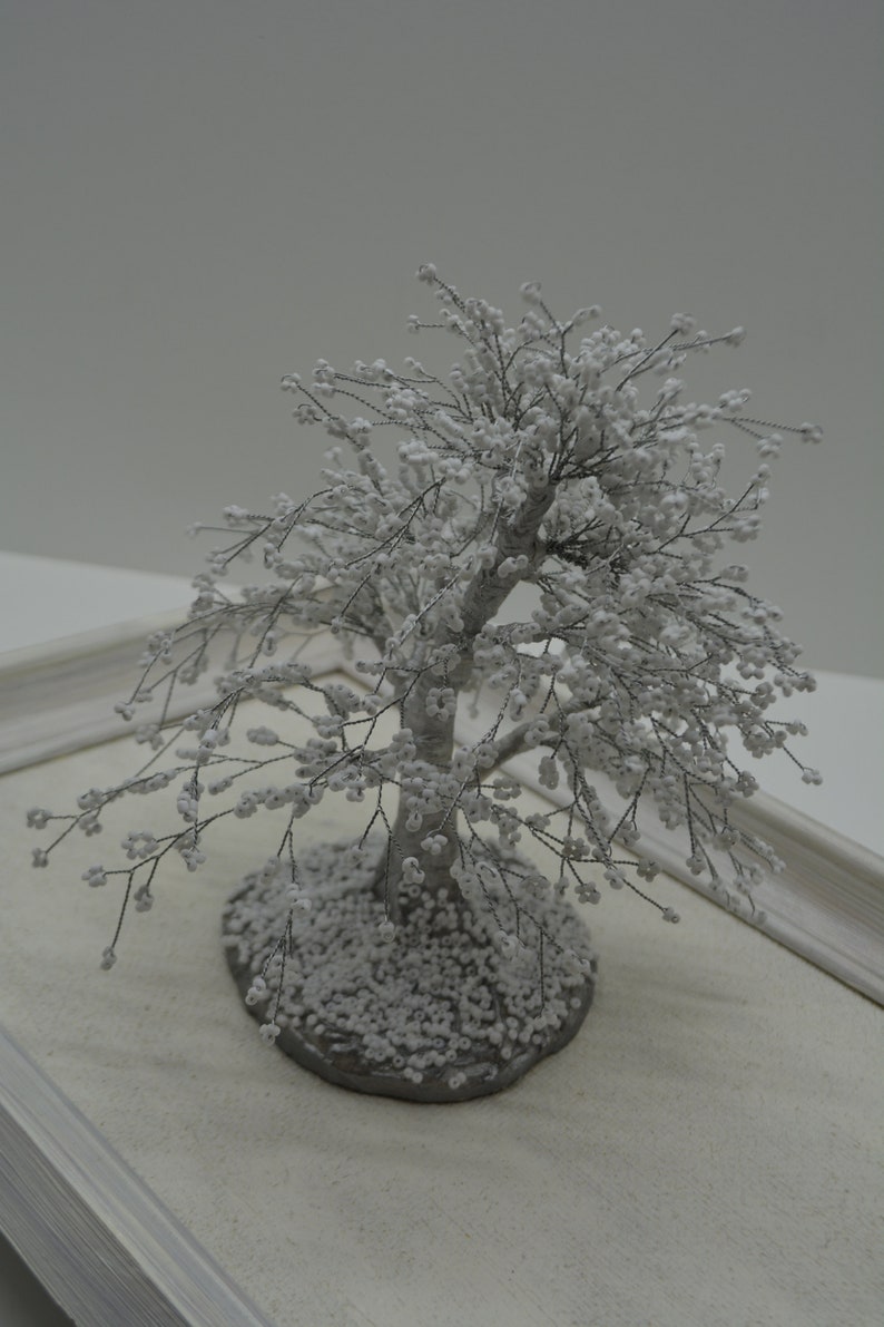 Snow White Wire Tree Sculpture Winter Bonsai Tree Housewarming - Etsy