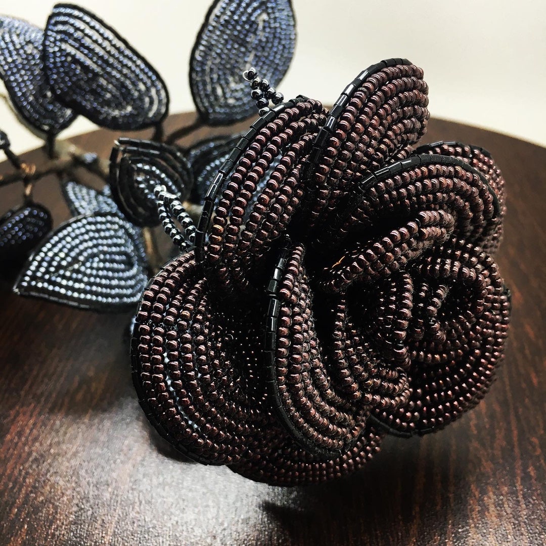 Handmade Rose Gift Dark Academia Decorations Faux Roses French Beaded ...