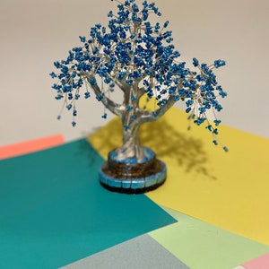 Blue Beaded Tree of Life Art Wire Tree Sculpture - Etsy