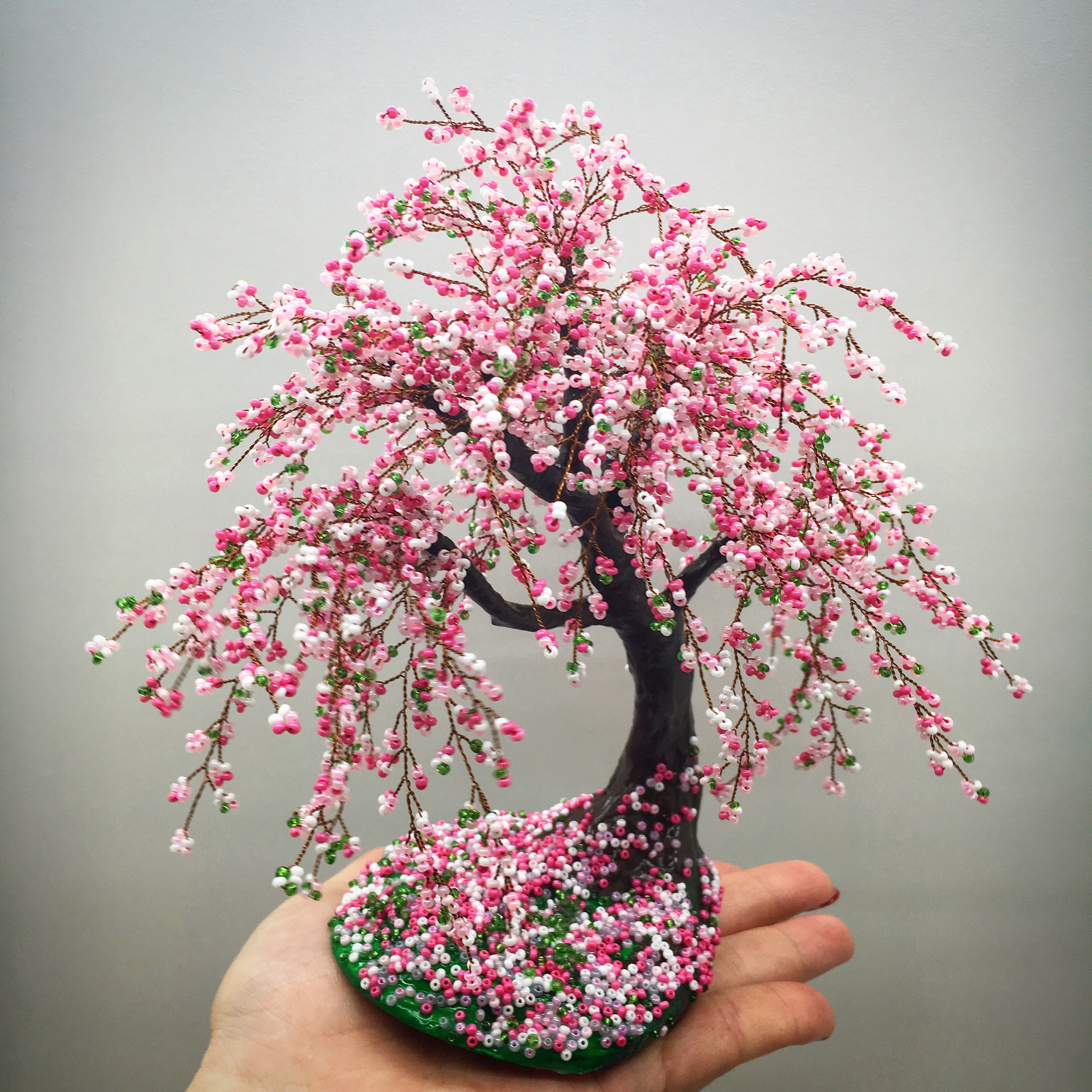 Cherry Blossom Bonsai Tree Office Decor Wire Tree Sculpture Japanese ...