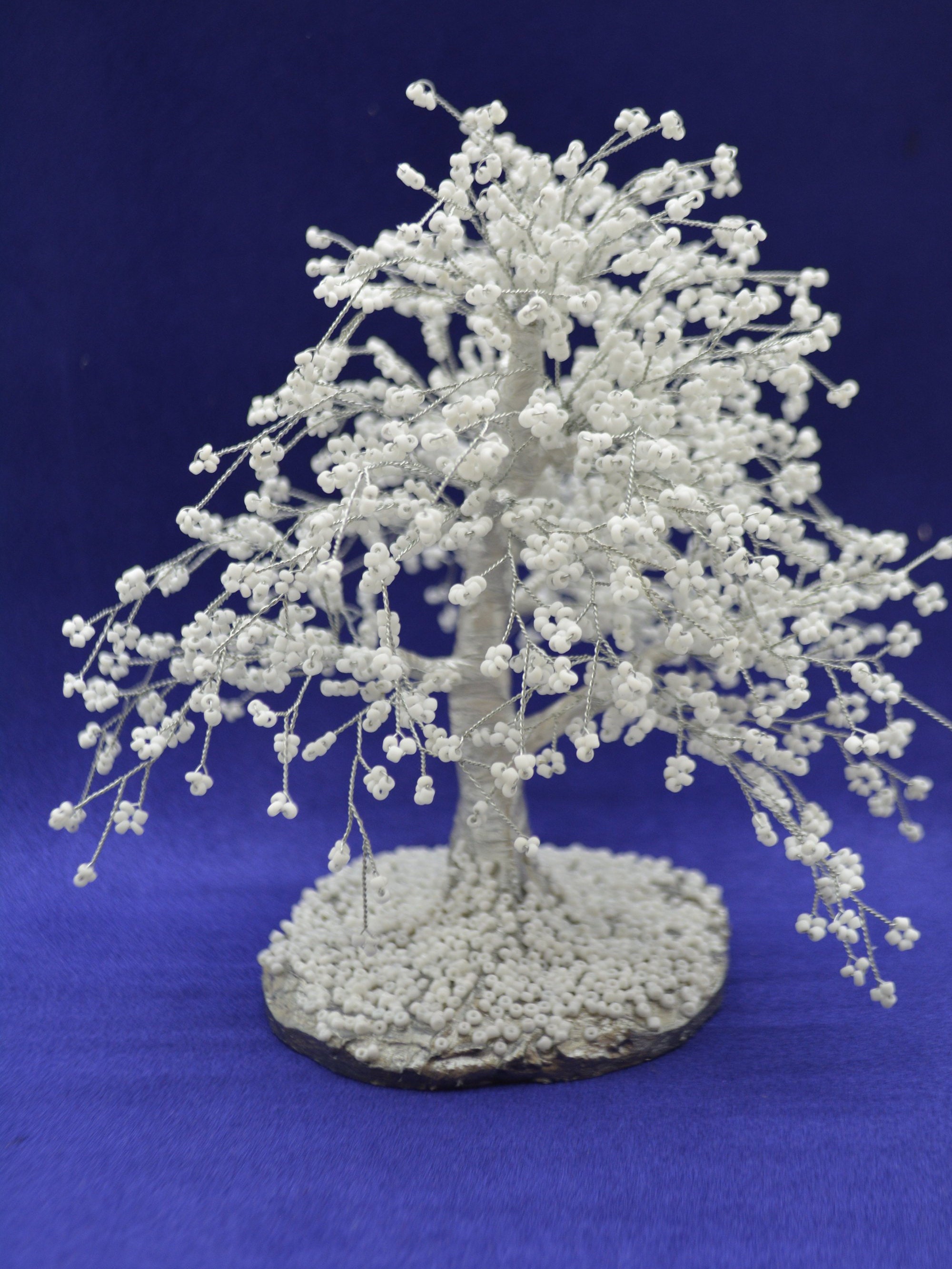 White Beaded Wire Bonsai Tree Sculpture - Winter Home Decor - Etsy