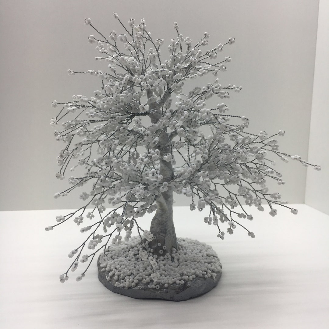 Snow White Wire Tree Sculpture Winter Bonsai Tree Housewarming Gifts ...