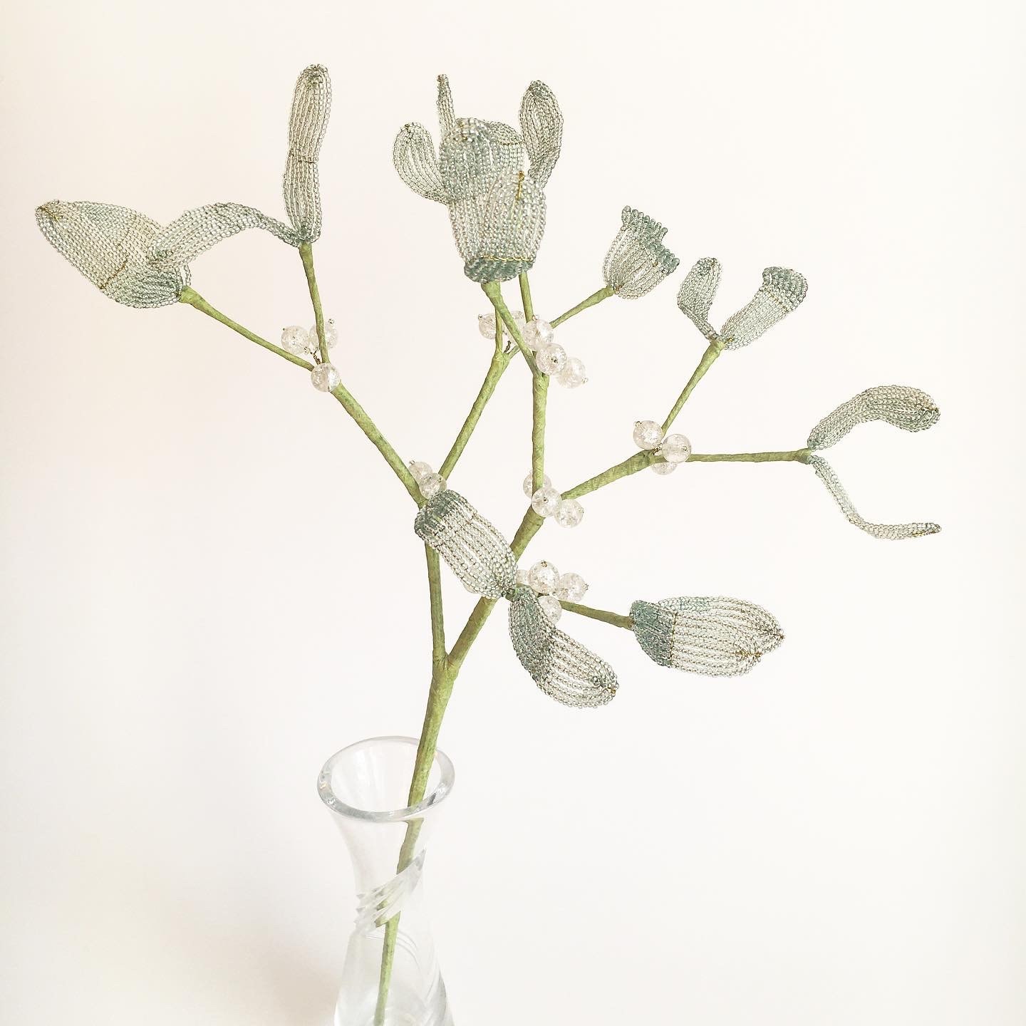 Mistletoe Branch Stem French Beaded Flower Mistletoe Decor | Etsy