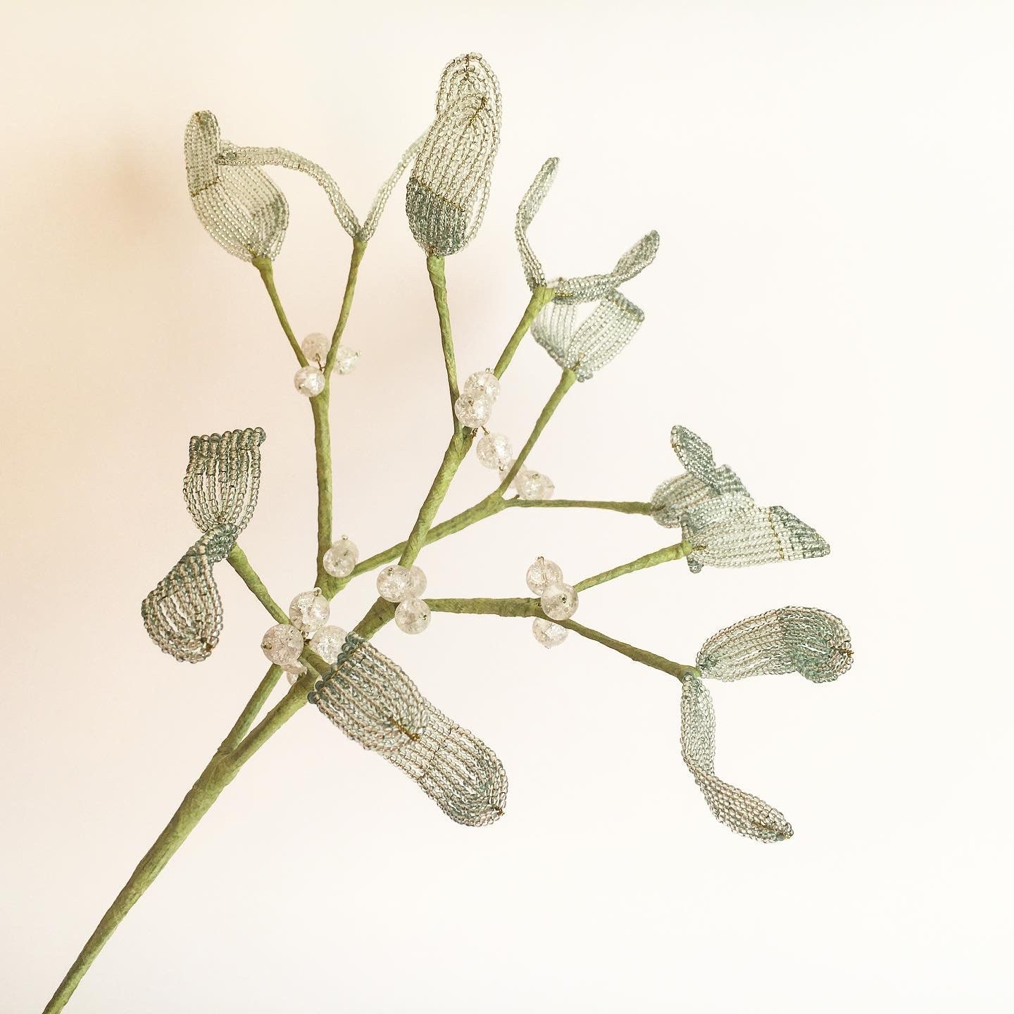 Mistletoe Branch Stem French Beaded Flower Mistletoe Decor | Etsy