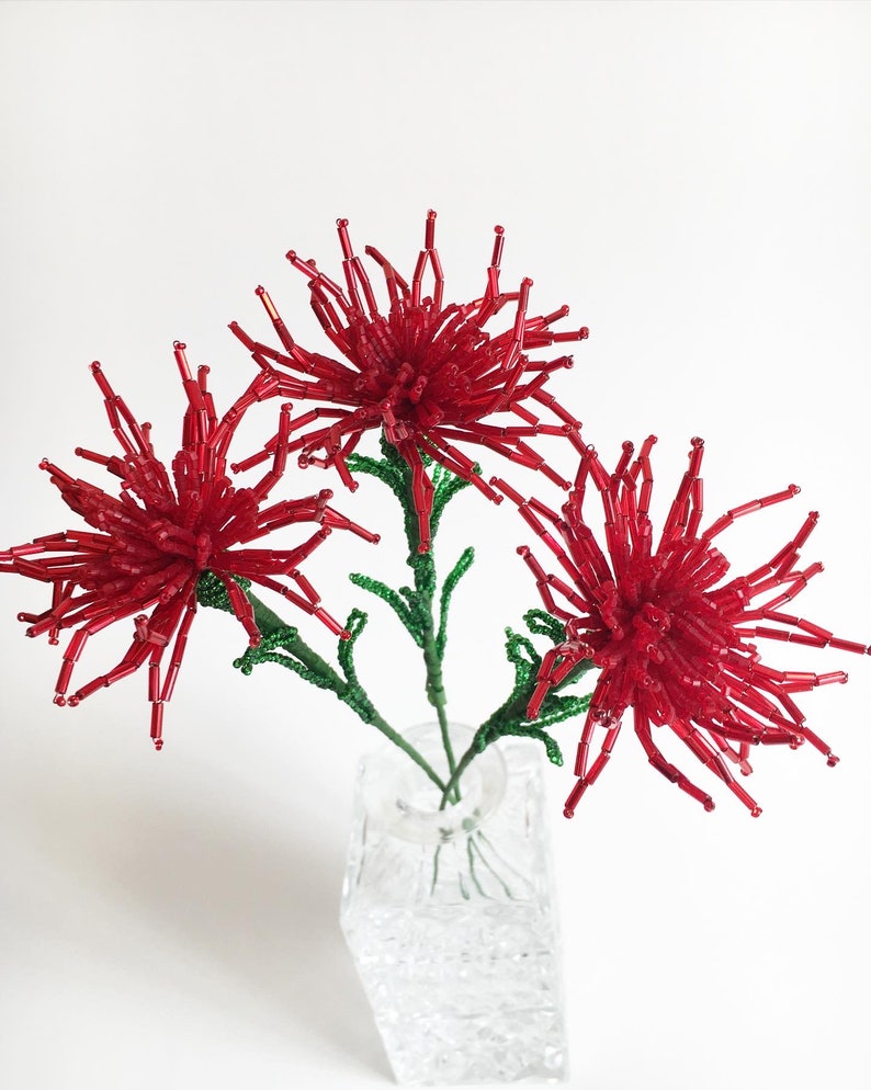Red Cornflower Flower Vintage Style Handmade Flowers France Bead Flower ...