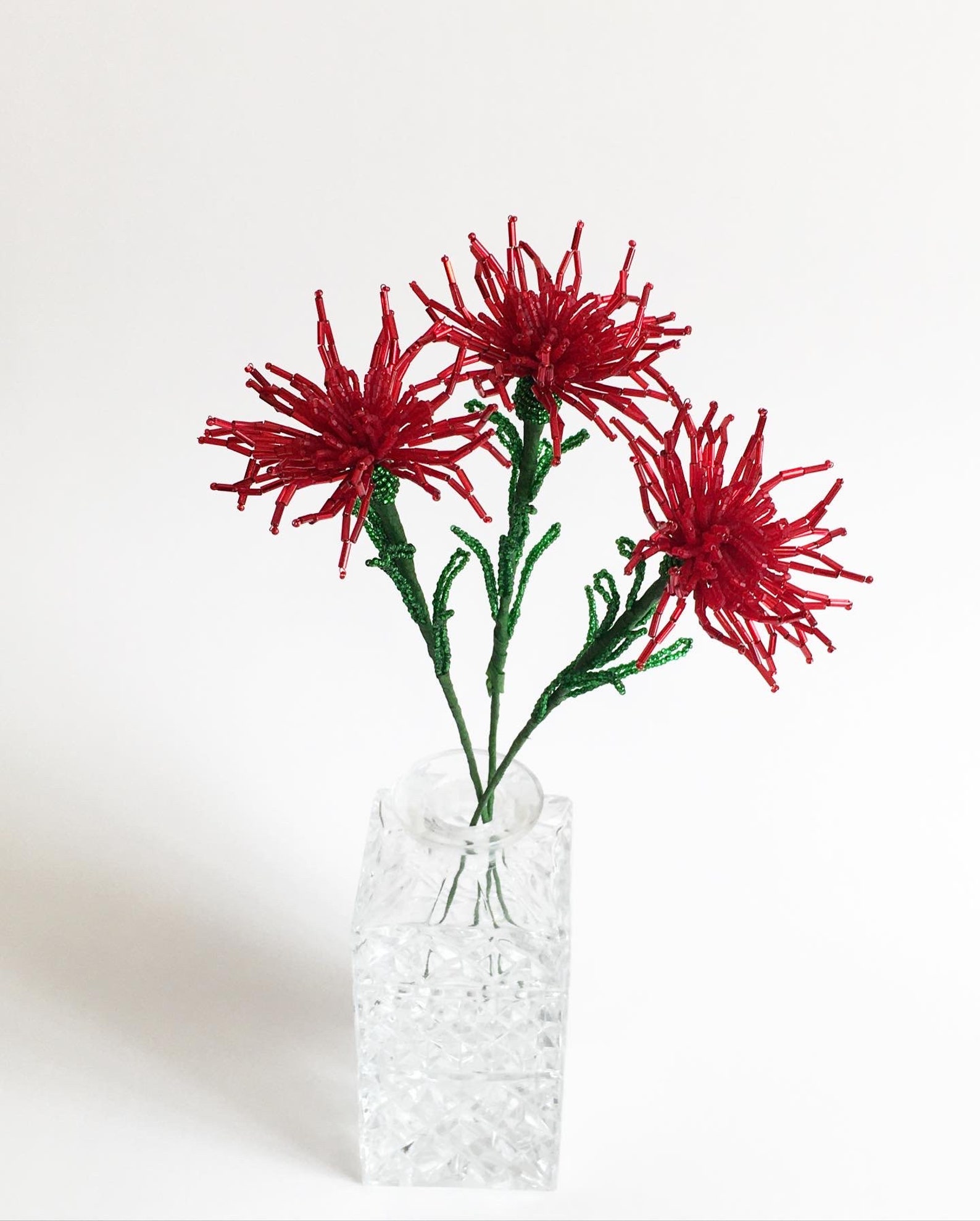 Red Cornflower Flower Vintage Style Handmade Flowers France Bead Flower ...