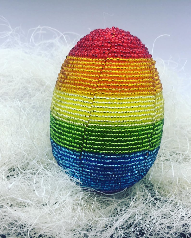 LGBT Pride Flag Rainbow Beaded Egg Lgbt Easter - Etsy