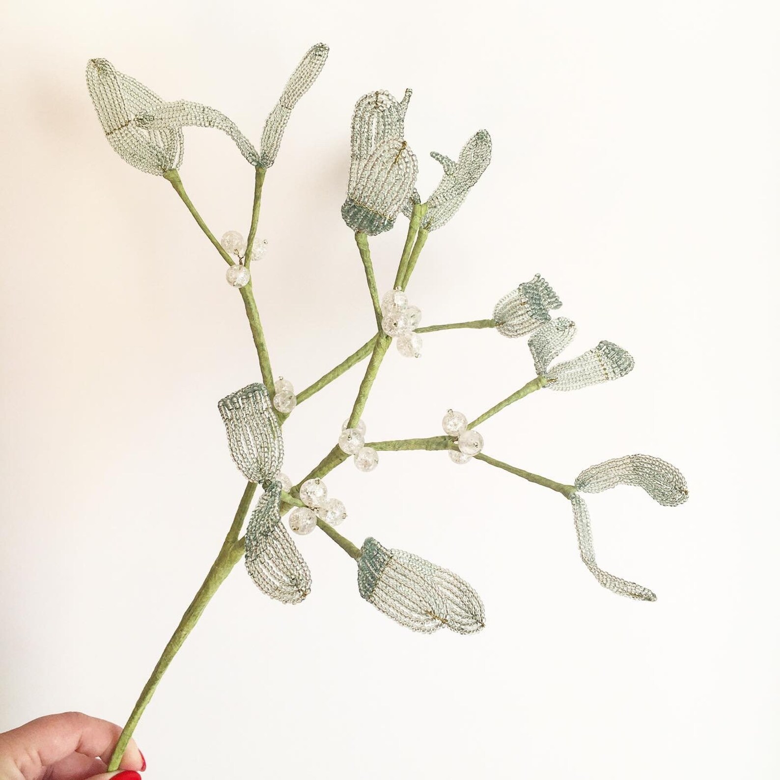 Mistletoe Branch Stem French Beaded Flower Mistletoe Decor | Etsy