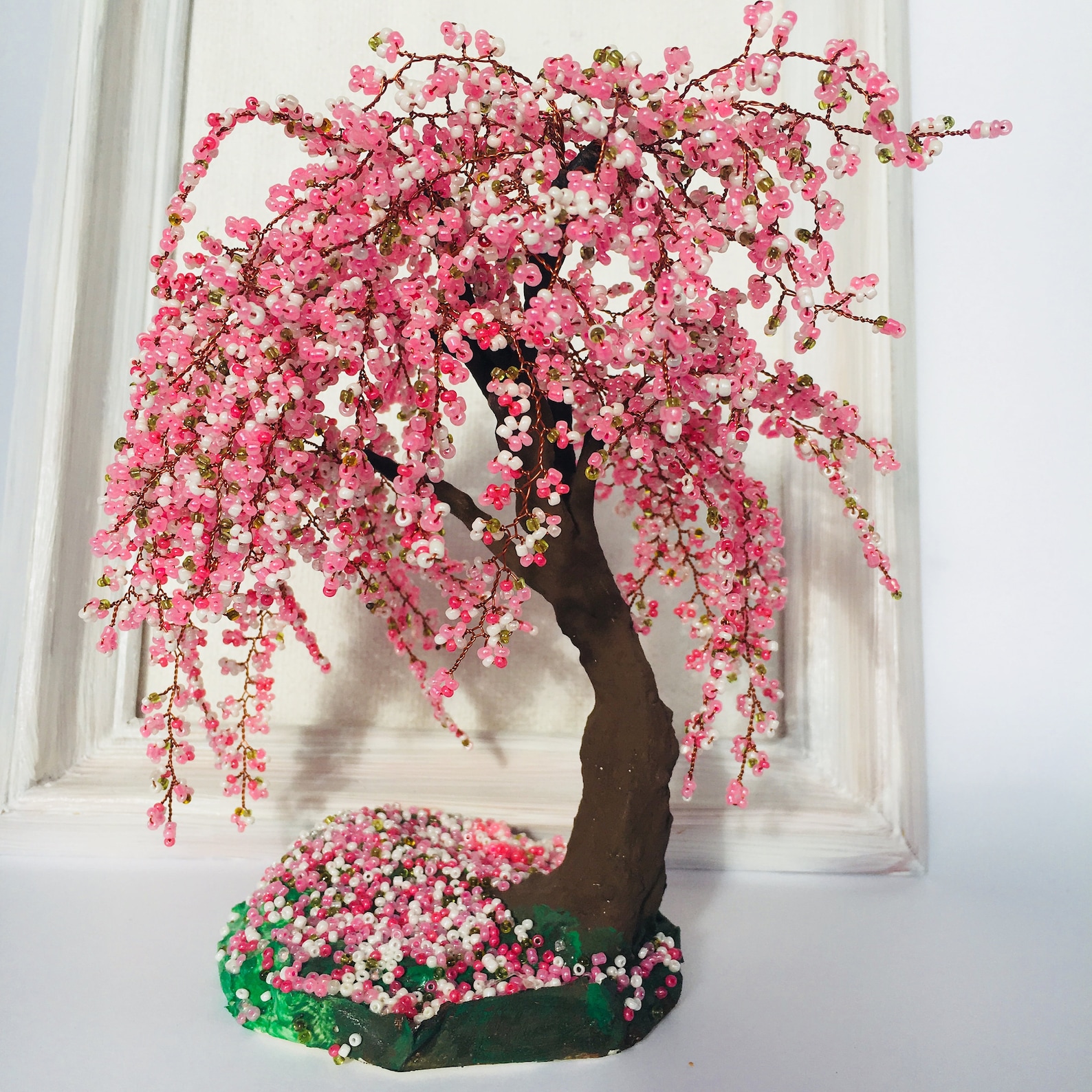 Cherry Blossom Bonsai Tree Office Decor Wire Tree Sculpture Japanese ...
