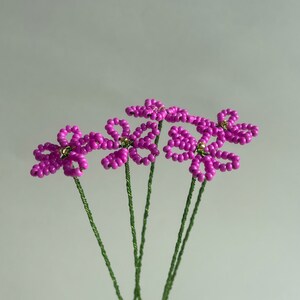 Pink Glass Flowers With Stems Wire Flower Decoration Beaded Flowers ...