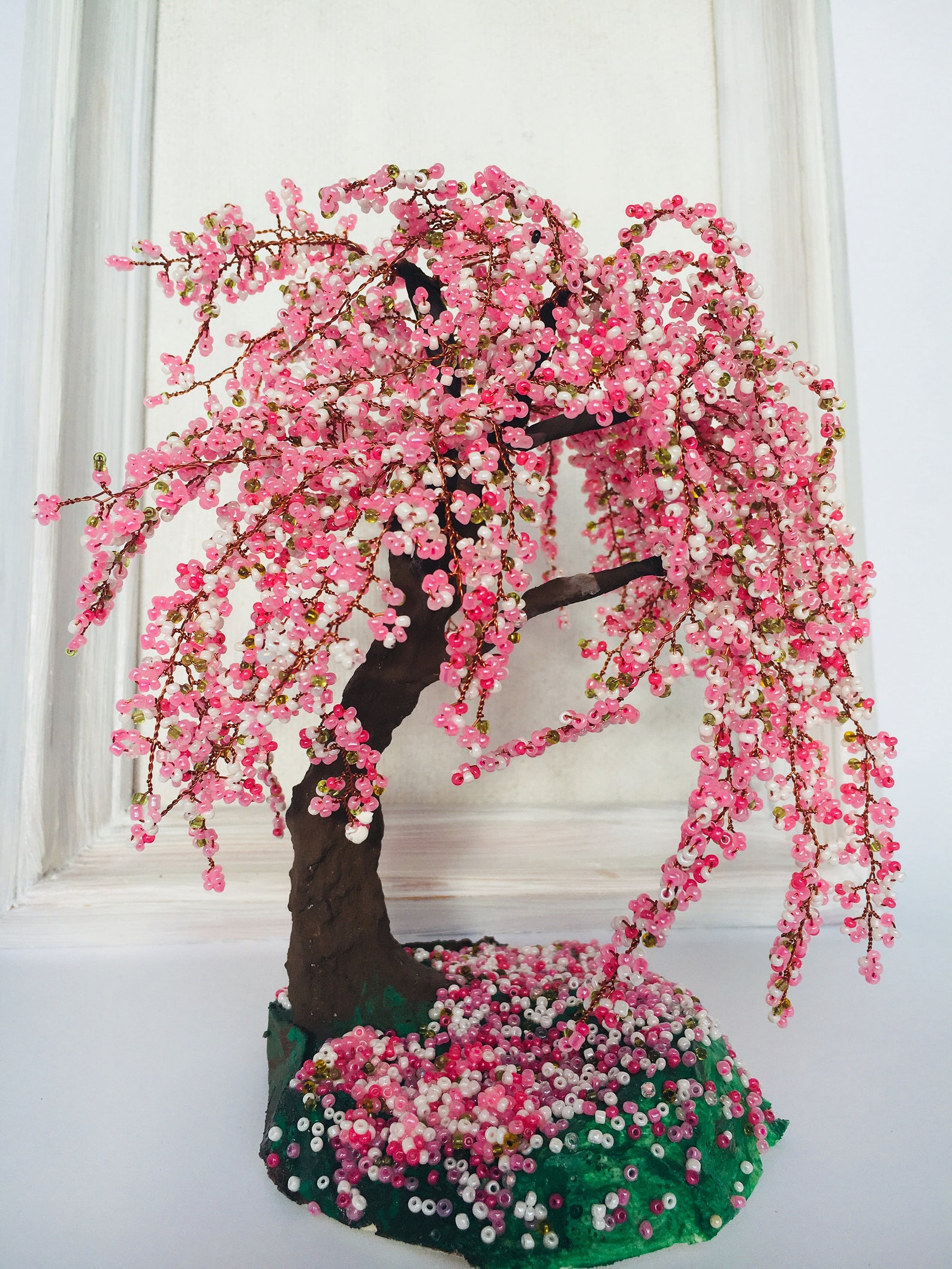 Cherry Blossom Bonsai Tree Office Decor Wire Tree Sculpture Japanese ...
