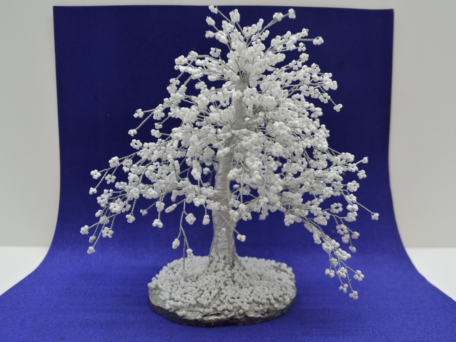 White Beaded Wire Bonsai Tree Sculpture - Winter Home Decor - Etsy