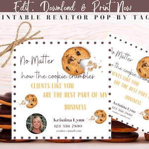 Realtor Cookie Pop-by Tag, Custom Realtor Gift Tag, Real Estate Gift ...