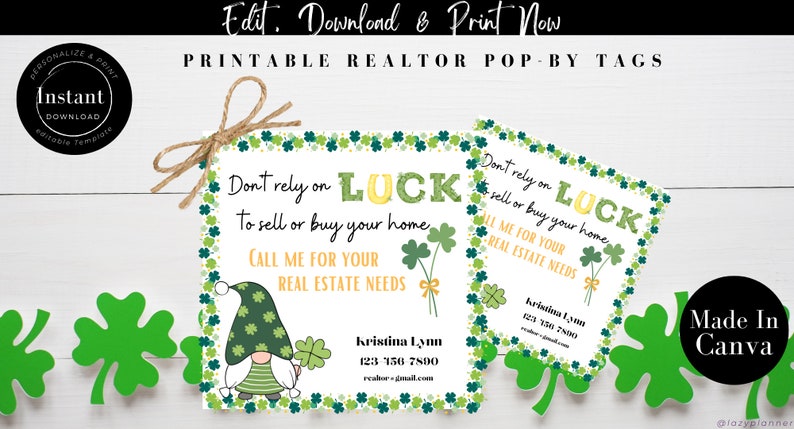 Editable St Patrick's Day Gift Tags. Printable St Patricks Day Tags ...