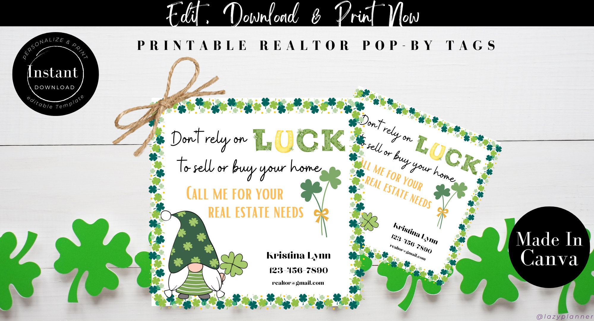 Editable St Patrick's Day Gift Tags. Printable St Patricks Day Tags ...