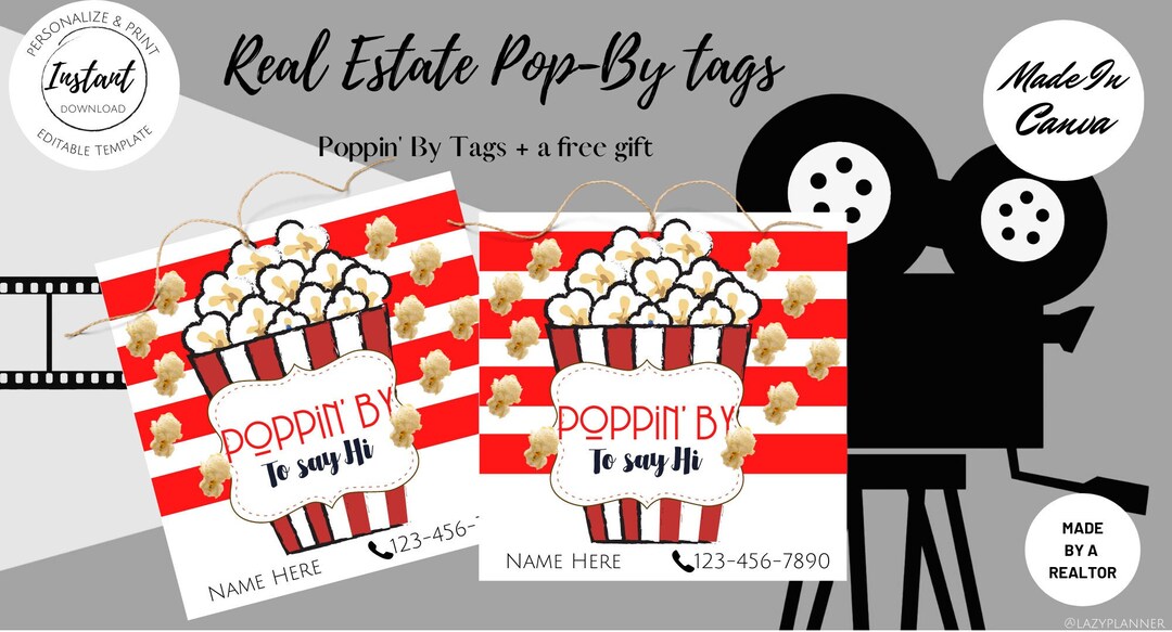 Poppin by Tags, Popcorn Pop by Tags, Real Estate Pop by Printable Tag ...