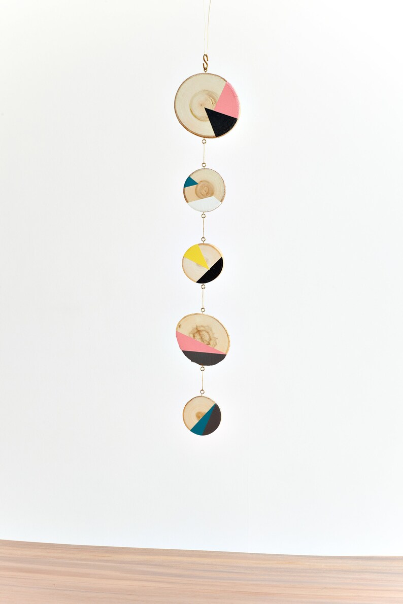 Hanging Geometric Wood-slice Mobile - Etsy