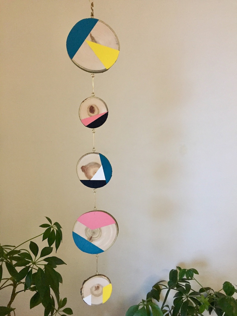Hanging Geometric Wood-slice Mobile - Etsy