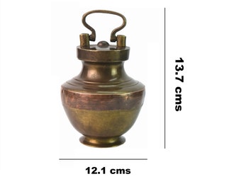 Antique Brass Kamandal Ganga Jal Pot Engraved Lid Holy Water Hindu ...