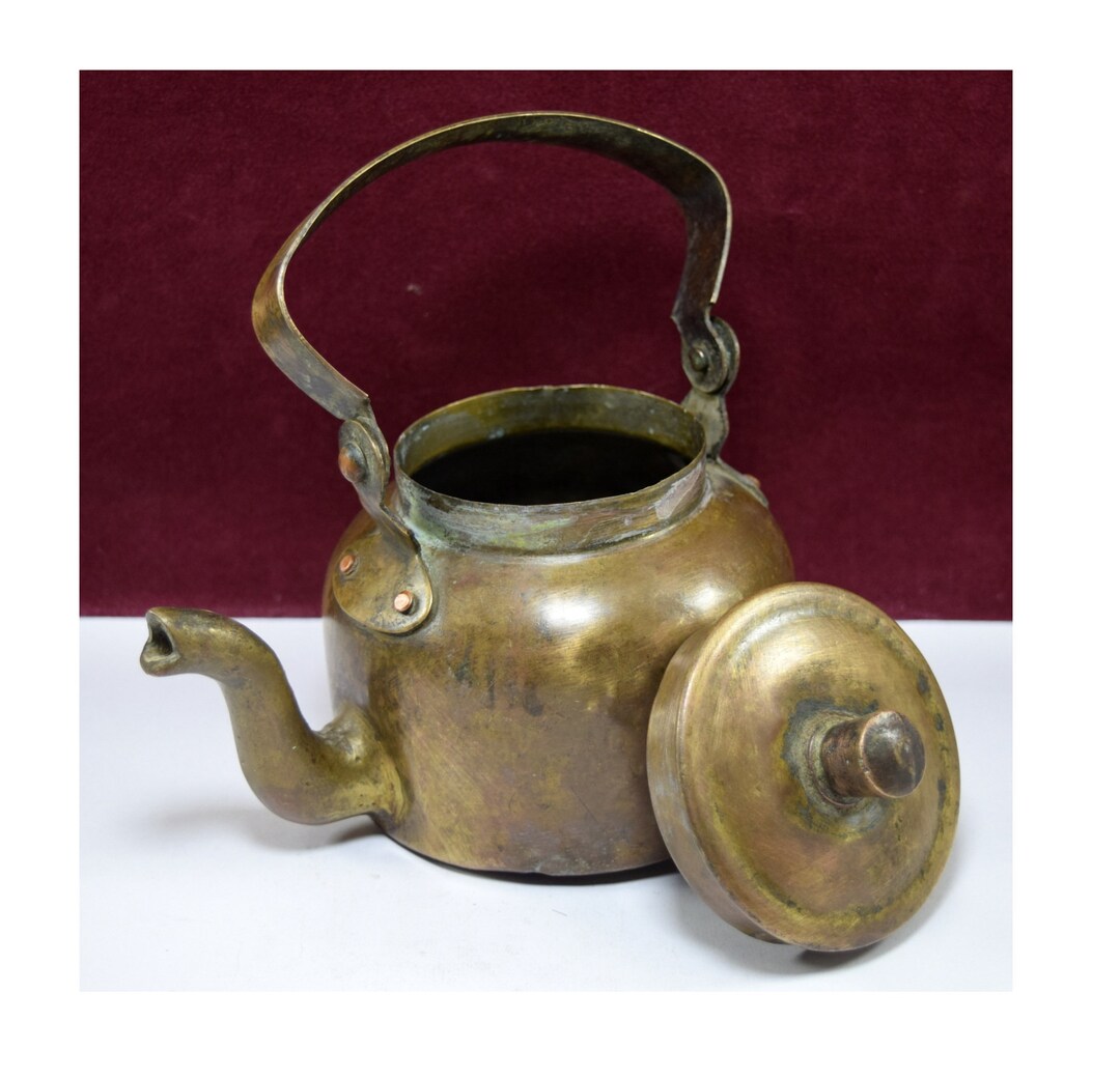 Vintage Rare Decorative Beautiful Brass Rich Patina Tea / Coffee Kettle ...