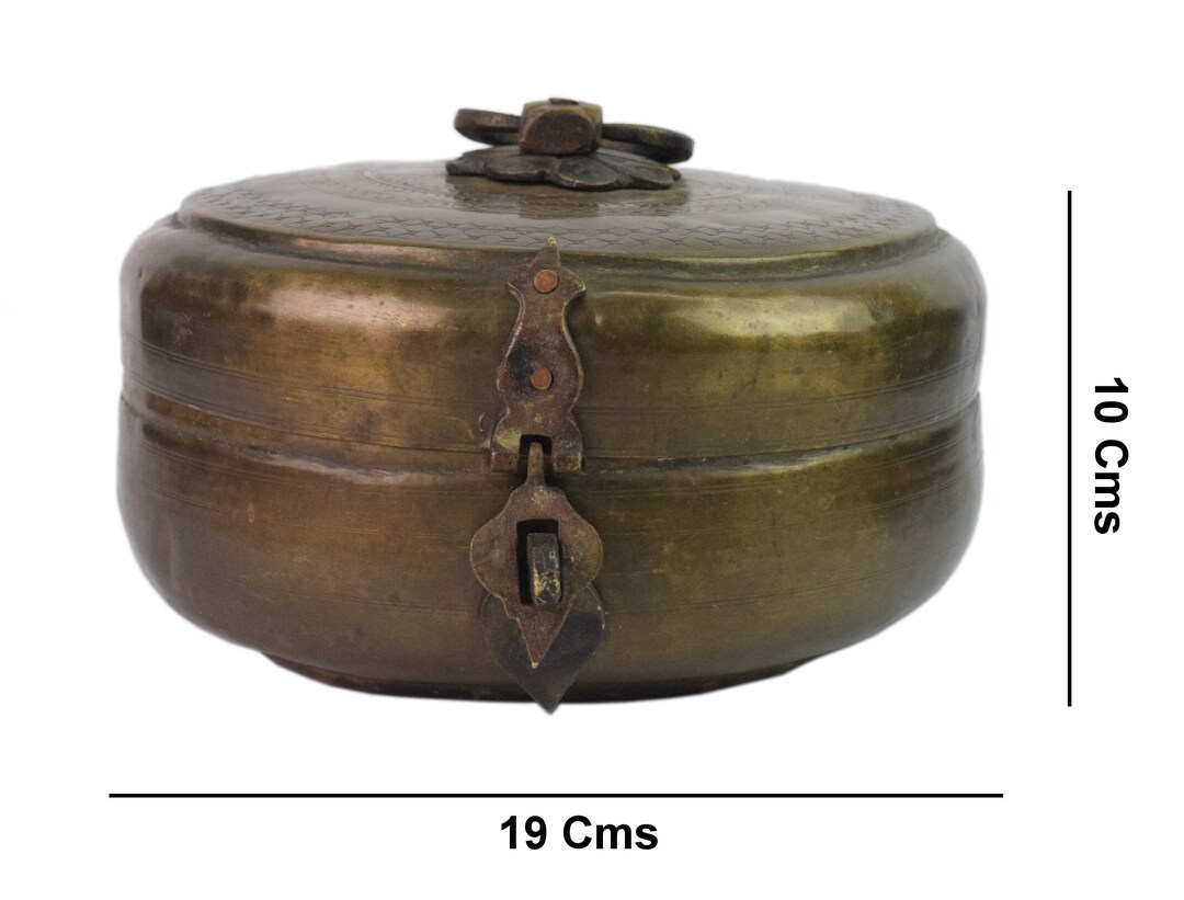 Vintage Old Brassware Chapatti Box Handmade Indian Kitchen Utility Box Multipurpose Storage Box ...