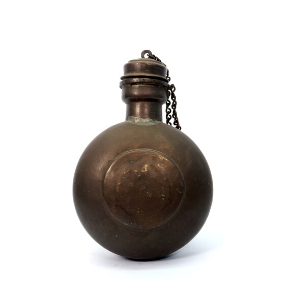 Old Brass Flask With Original Cap 19c Antique Old Decorative - Etsy