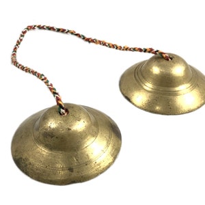 Indian Hand Operated Religious Bronze Manjeera - Hindu Ritual Ceremony ...