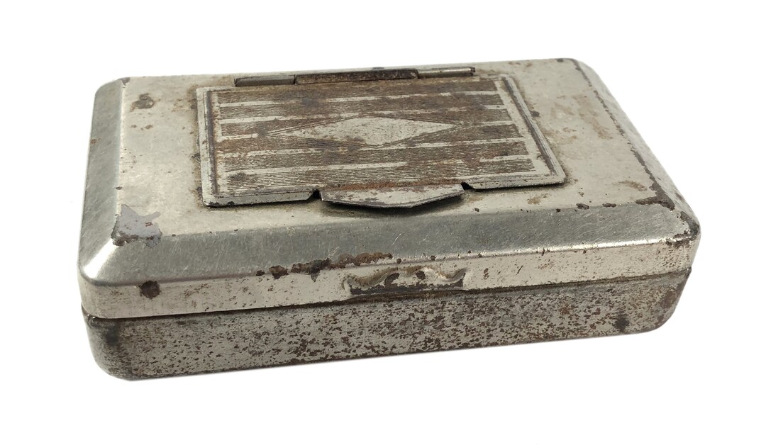 Antique Iron Cigarette Box Small Travel Utility Nickel - Etsy