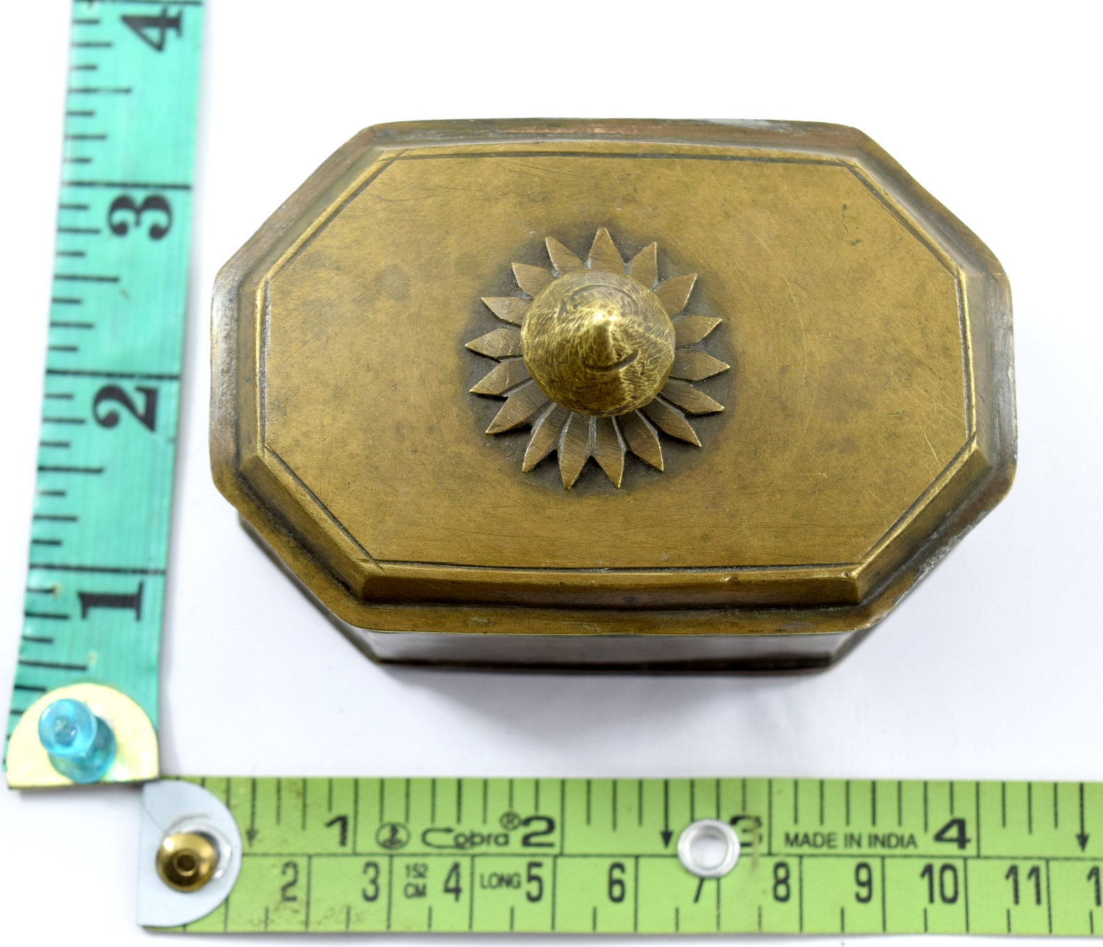 Indian Antique Beautiful Old Octagonal Shape Brass Trinket Box - Etsy