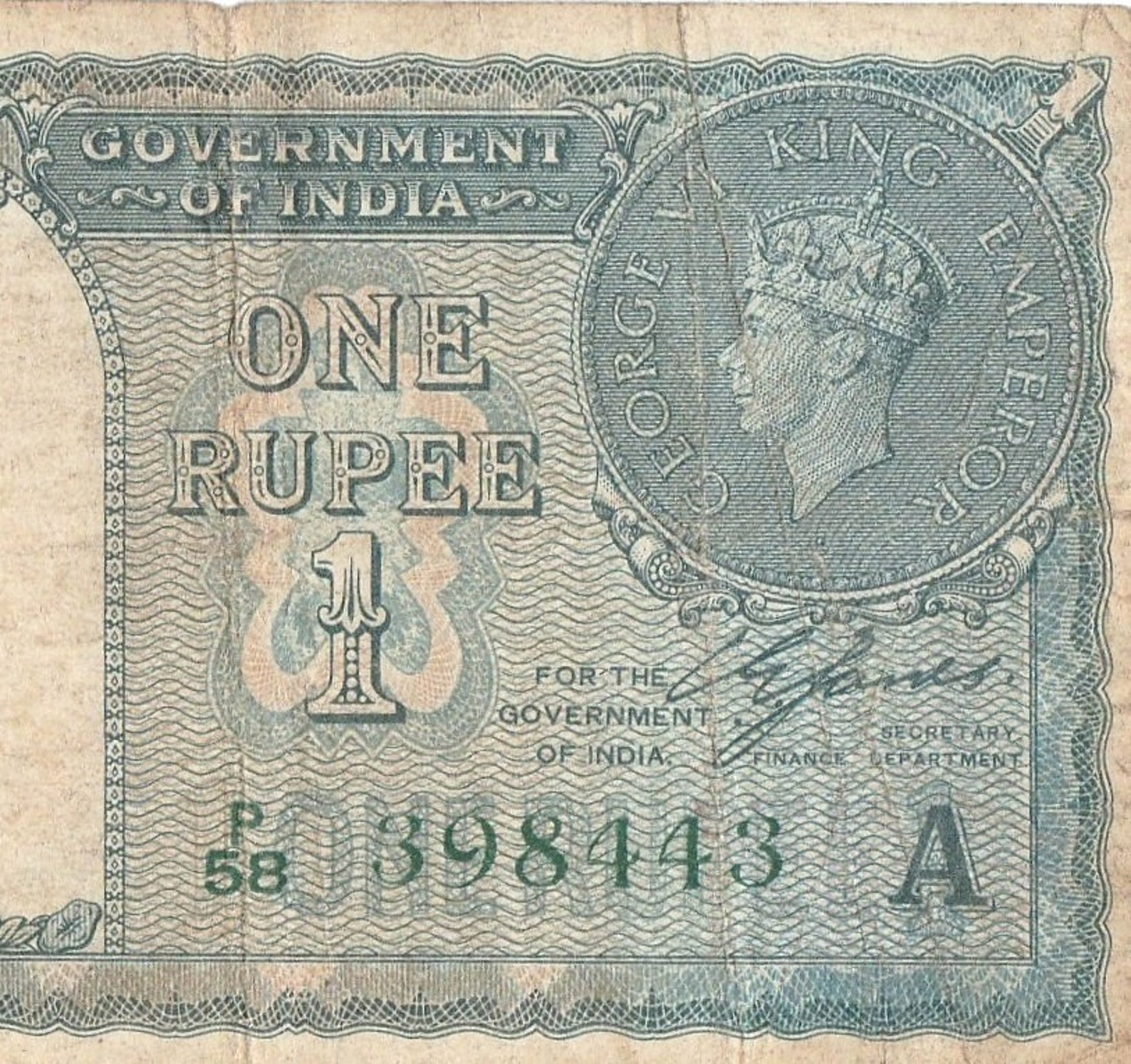 Rare 1 Rs British India Banknote George VI Was Depicted 1st - Etsy UK
