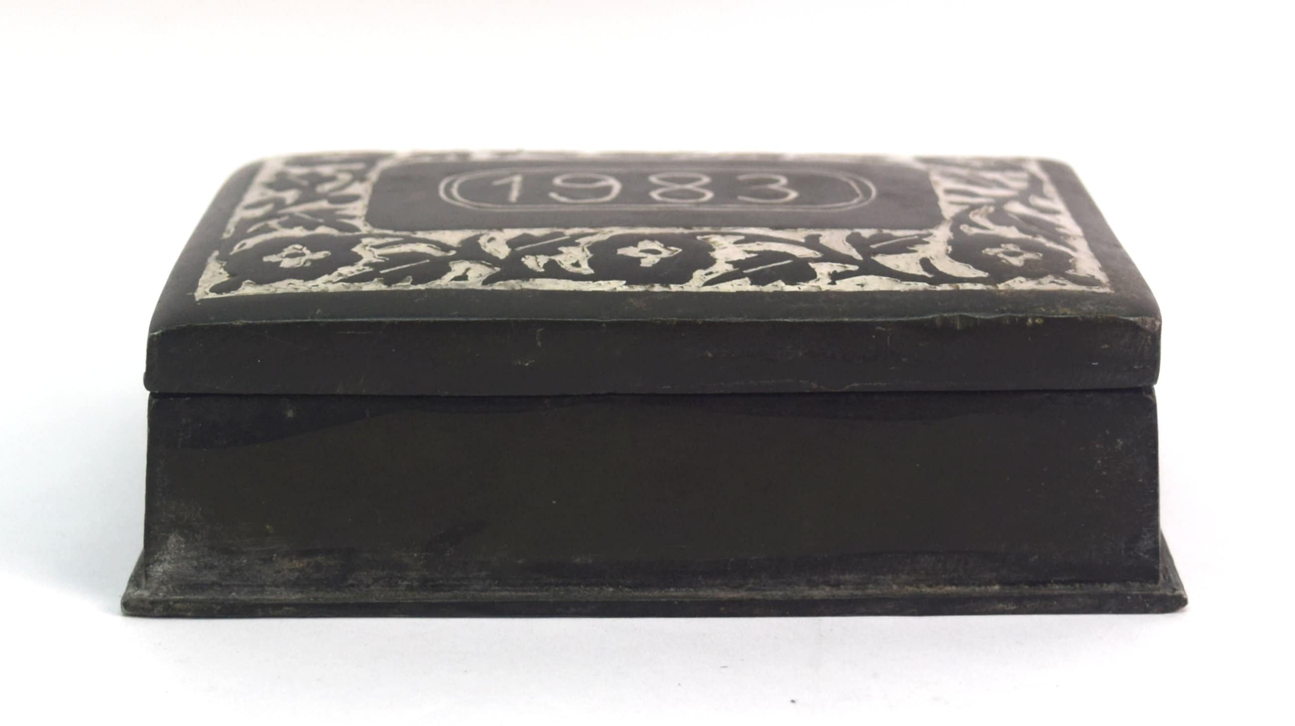 Vintage 1983 Bidri Work Trinket Box Silver Inlay Work Home - Etsy