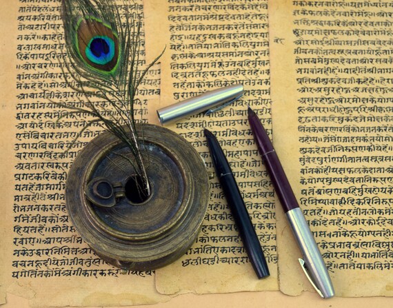 Vintage Beautiful Brass Ink Pot Fine Collective Decor Brass - Etsy