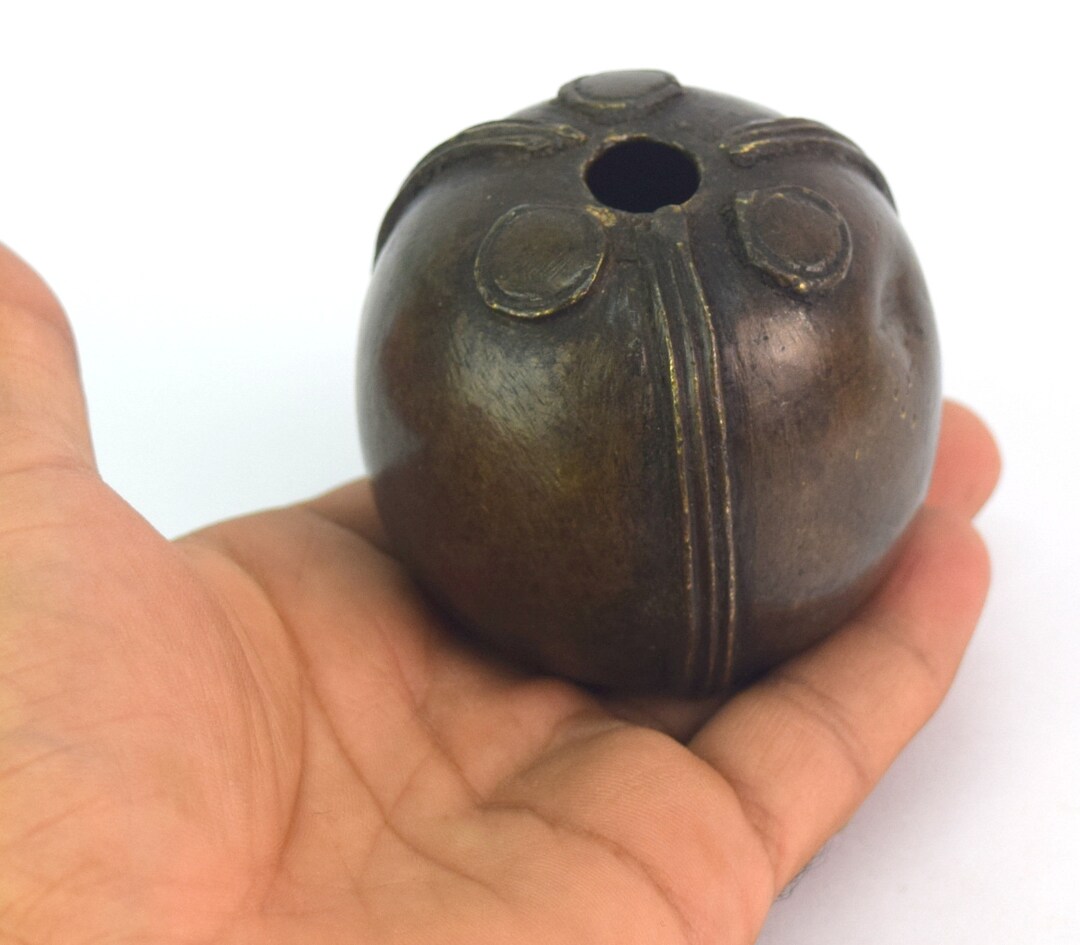 South Indian Style Round Shape Vintage Brass Ink Bottle Great ...