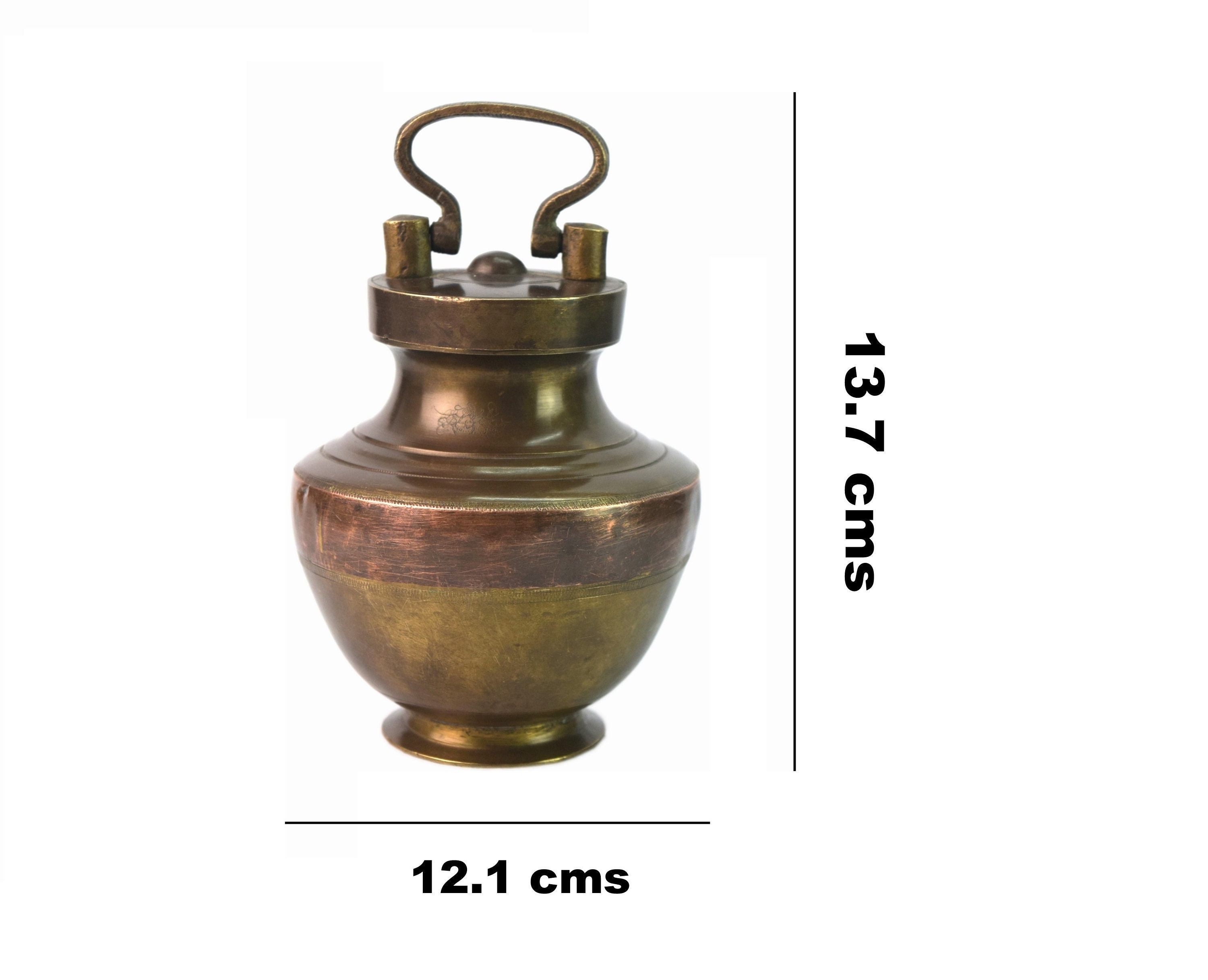 Antique Religious Brass & Copper Holy Water Pot Hinduism Collectible ...