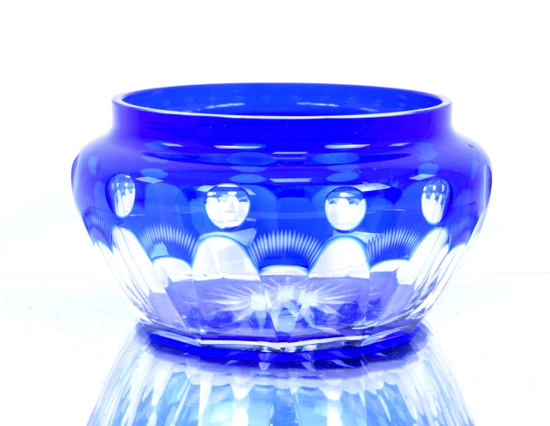 Rare Antique Cut Glass Beautiful Blue Color Collectible Bowl - Etsy