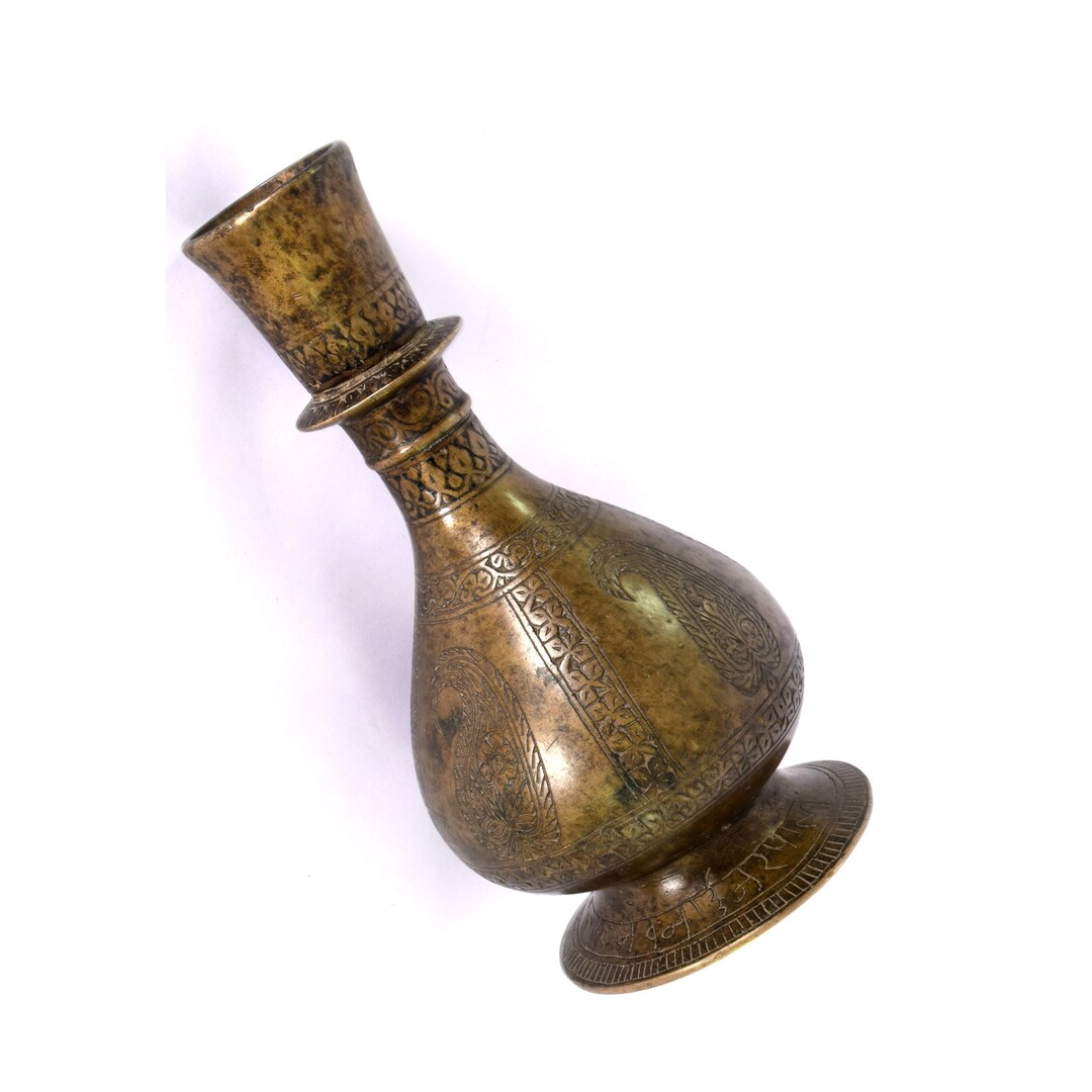 18c Antique Indo Persian Hukka Base Pot Floral Motif Carving Decorative ...