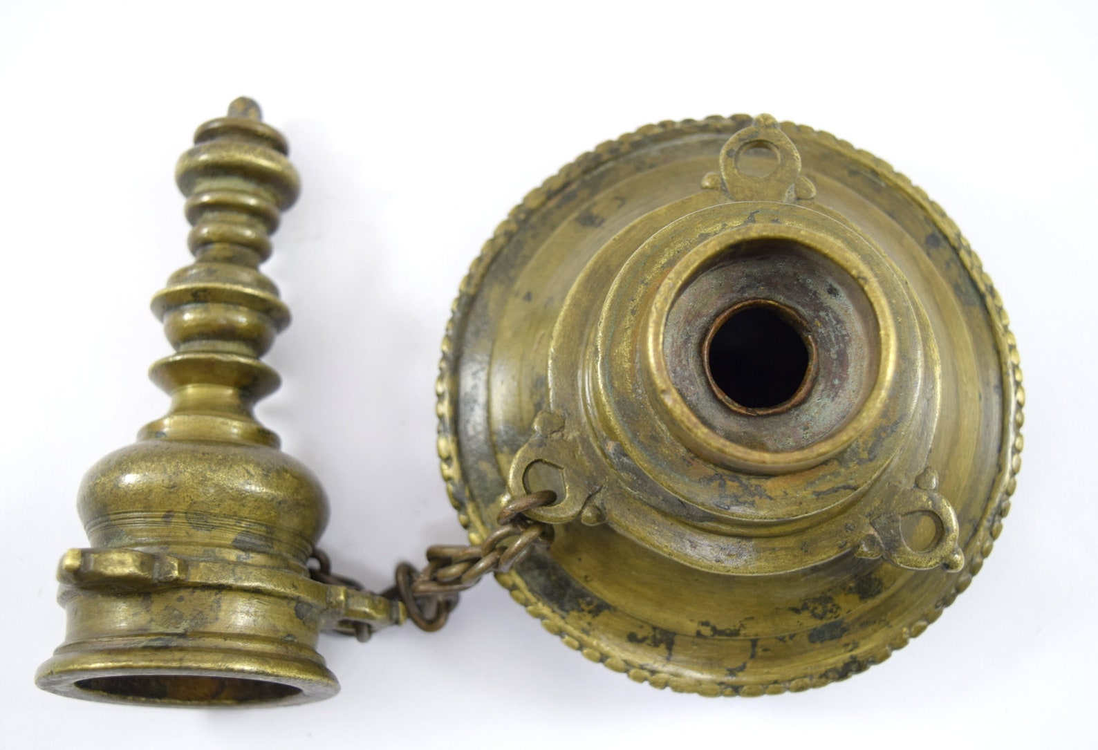 Ink Pot 18c Rare Vintage Indian Brass Inkpot Temple Pagoda Shape Ink ...