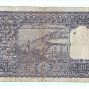 Collectible Indian Note Old 100 Rs Paper Banknote Big Hirakud Dam Big ...